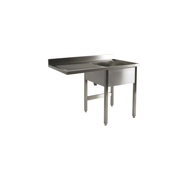 Plonge inox soudée emplacement lave-vaisselle 1 bac 1 égouttoir sans étagère